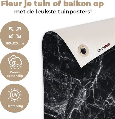 Muurdecoratie Buiten Marmer Stenen Lijn Marmerlook Zwart Luxe