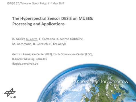 pdf the hyperspectral sensor desis on muses processing and applications uta heiden
