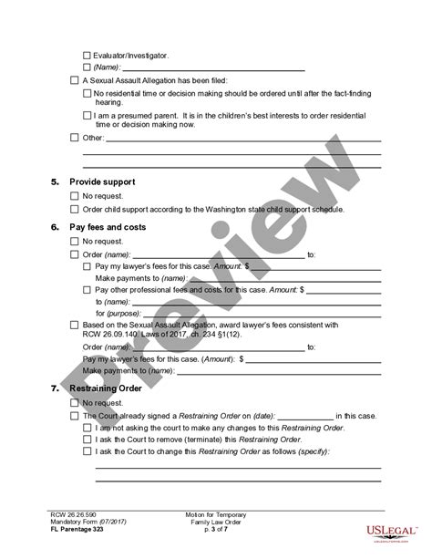 Washington WPF PS 04 0100 Motion And Declaration For Temporary Order