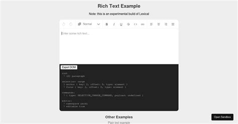 Lexical Rich Text Example Codesandbox