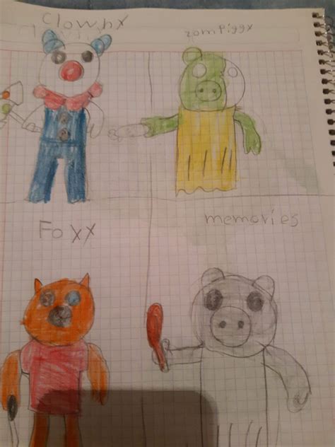 Dibujo de clowny zompiggy foxy memories Roblox Piggy Español Amino