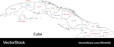 Outline Cuba Map Royalty Free Vector Image VectorStock