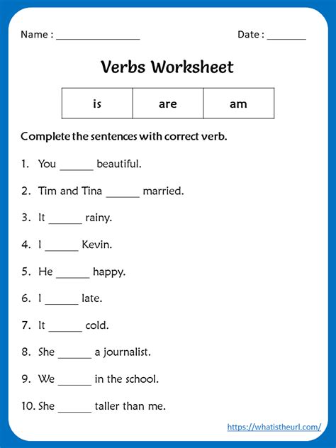 Is Am Are Worksheet For Class 1