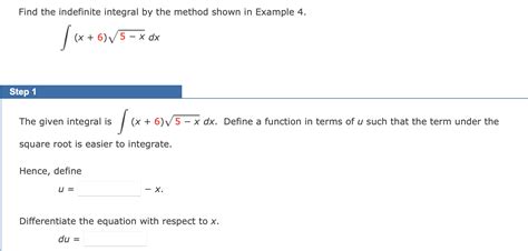 solved find the indefinite integral by the method shown in