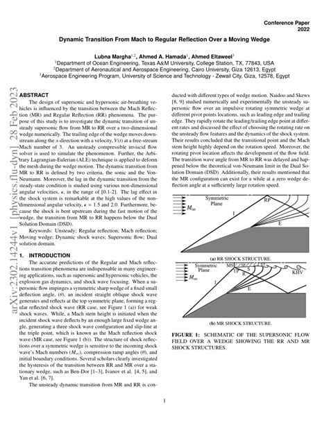 pdf dynamic transition from mach to regular reflection over a moving wedge