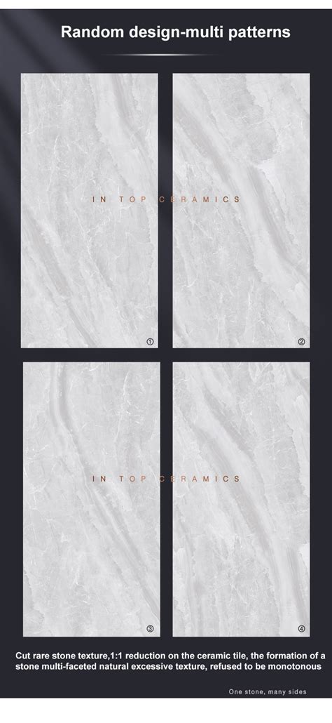 750x1500mm Grey Color Full Body Marble Tiles Full Polished Glazed