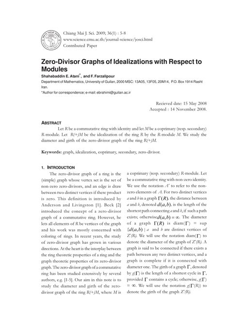 pdf zero divisor graphs of idealizations with respect to