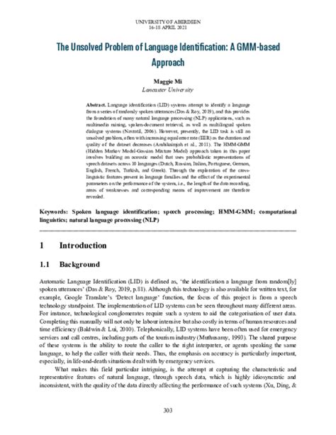 pdf the unsolved problem of language identification a gmm based approach maggie mi