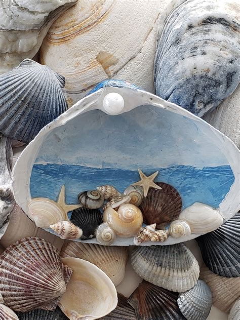 Painted Shell Decorative Seashell Beach Gifts Painted Clam Etsy