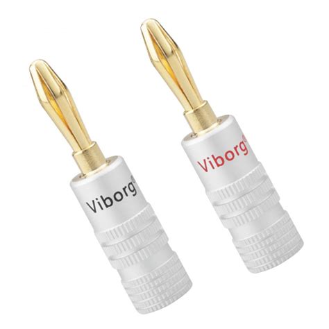 VIBORG Banana Plugs 24k Gold Plated Ø4 5mm Set x4 Audiophonics