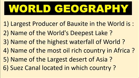 World Geography Answers