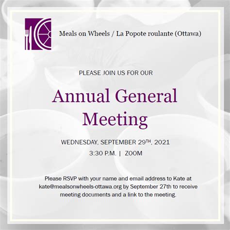 Invitation To The Agm Meals On Wheels