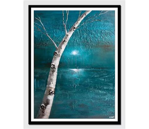 Paper Print Of Teal Landscape Modern Wall Art By Osnat Tzadok Birch