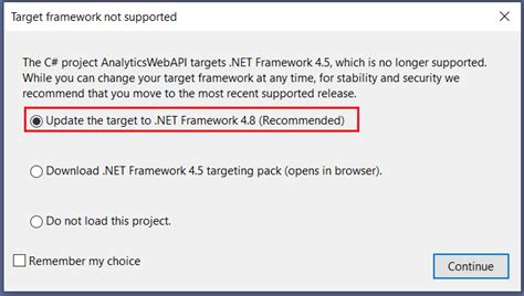 Open Legacy Projects Framework In Visual Studio