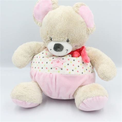 Doudou souris beige rose étoiles MOTS D ENFANTS