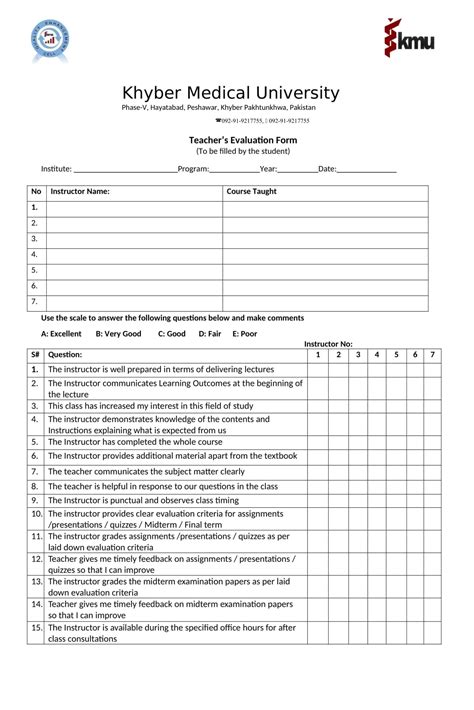 Free Printable Teacher Evaluation Form Templates Word Excel PDF