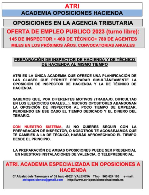 Preparación de oposiciones a Inspector y técnico de Hacienda