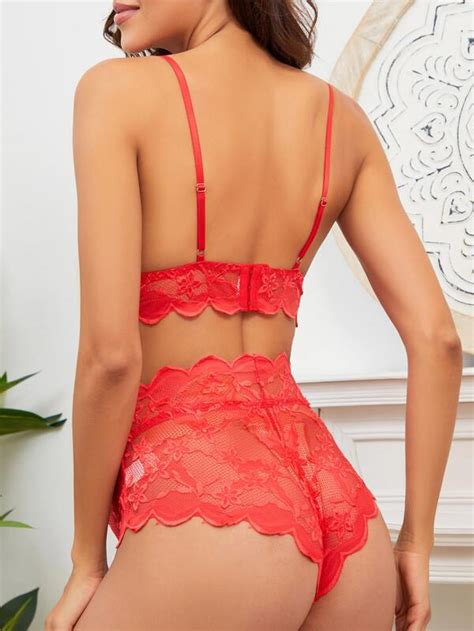 Shein Maternity Scallop Trim Lace Lingerie Set Shein Usa
