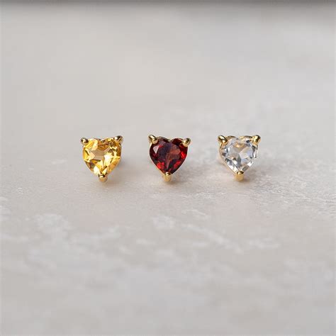 Złote Kolczyki Sztyfty Serce z Cytrynem 696 Jewelry