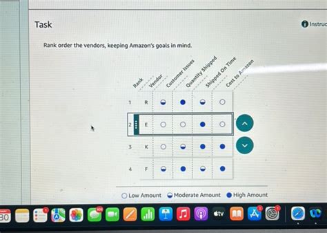 Task I Instruc Rank Order The Vendors Keeping StudyX