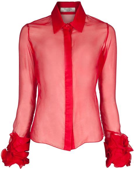 Valentino Sheer Shirt In Red Lyst