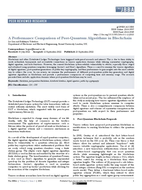 38508 a performance comparison of post quantum algorithms in blockchain pdf cryptography