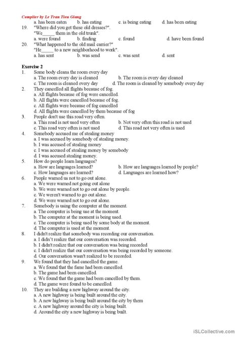 Multiple Choice Of Active And Passiv English ESL Worksheets Pdf Doc
