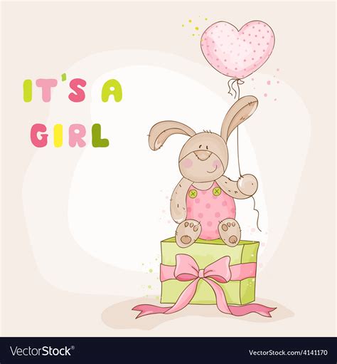 Baby Shower Or Arrival Card With Bunny Vector Image