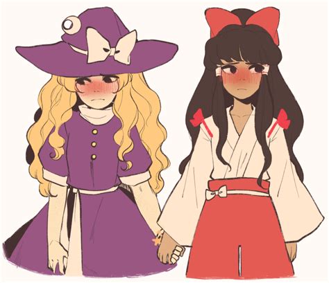 Safebooru 2girls Black Eyes Blonde Hair Blush Bow Brown Hair Collarbone Crescent Crescent Moon