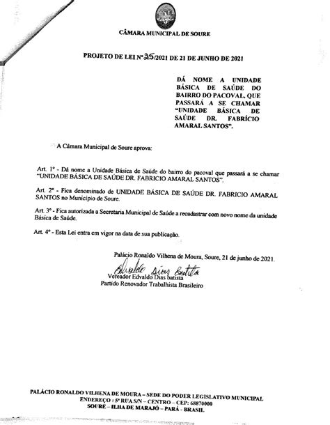 Projeto De Lei C Mara Municipal De Soure