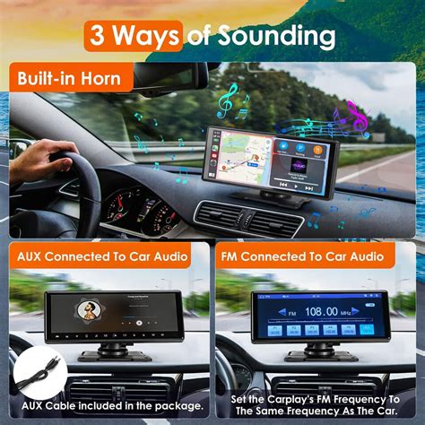 Wireless Apple Carplay Dash Mount Portable Fhd Ts Car Stereo