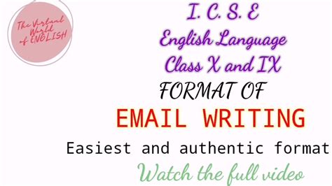 Icse Email Writing Format Icse Icseclass Youtube