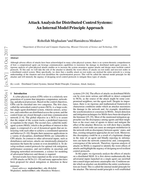 pdf attack analysis for distributed control systems an internal model principle approach