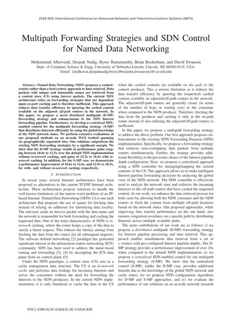pdf multipath forwarding strategies and sdn control for named data networking