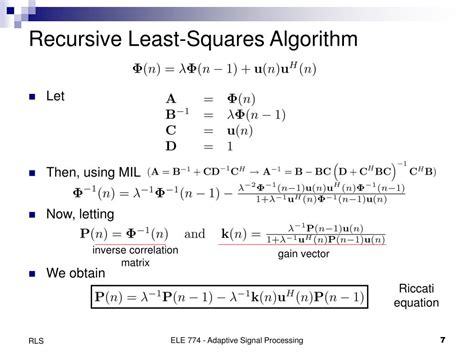 ppt recursive least squares rls adaptive filters powerpoint presentation id 419187