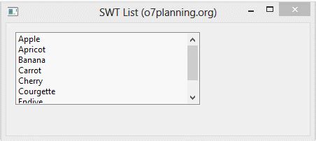Java SWT List Tutorial With Examples O7planning Org