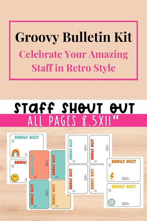 Staff Shout Out Bulletin Kit Groovy Staff Appreciation Teachers