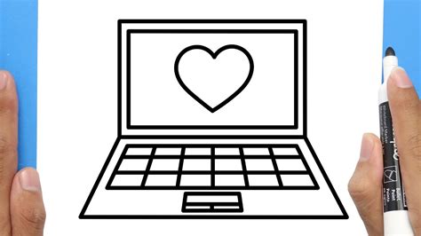 How To Draw A Laptop Computer Step By Step Tutorial Youtube