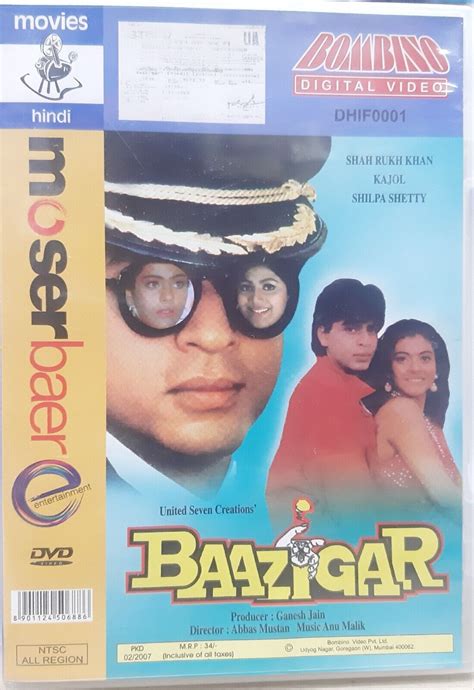 Baazigar Shahrukh Khan Kajol Shilpa Bollywood Movie Dvd No