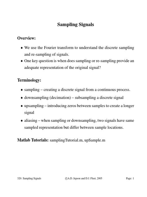 sampling signals overview pdf sampling signal processing telecommunications