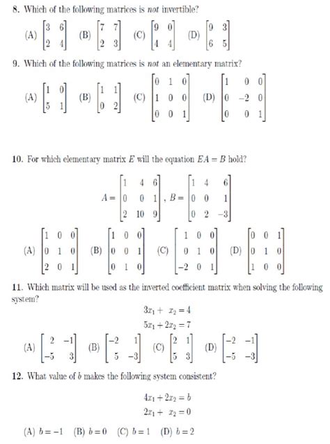 solved which of the following matrices is not invertible