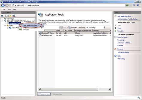 Creating A New Application Pool In IIS
