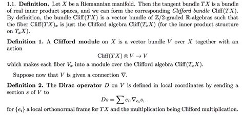 mp mathematical physics exact definition of dirac operator mathoverflow
