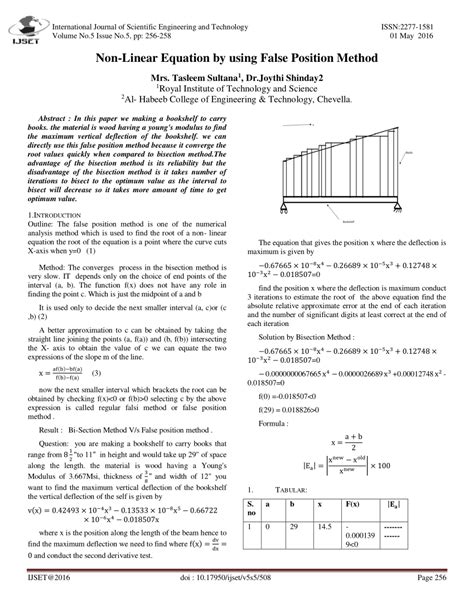 pdf non linear equation by using false position method