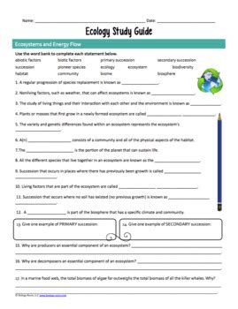 Ecology Study Guide By Biology Roots TPT