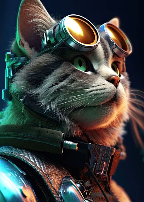 Cyber Cat Poster Picture Metal Print Paint By Tsabitqeis Displate