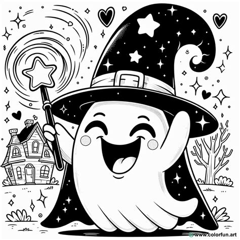 Coloriage d un fantôme rigolo à Télécharger ou à Imprimer gratuitement