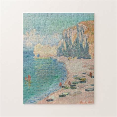 Beach And The Falaise D Amont Monet Fine Art Jigsaw Puzzle