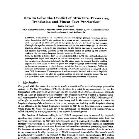 how to solve the conflict of structure preserving translation and fluent text production acl