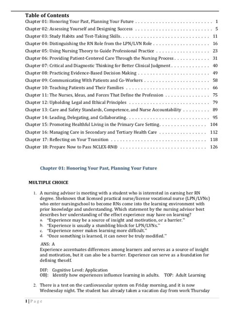 TEST BANKS FOR LPN TO RN TRANSITION BY LORA CLAYWELL 4TH EDITION
